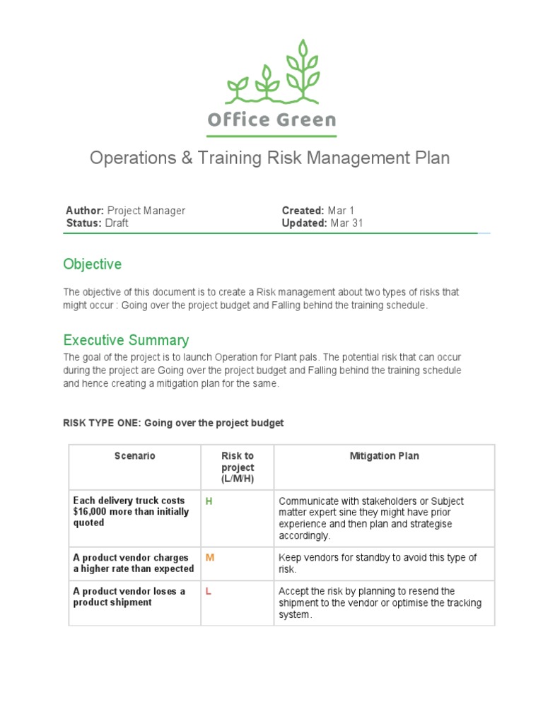 Activity Template - Risk Management Plan | PDF | Risk | Risk Management