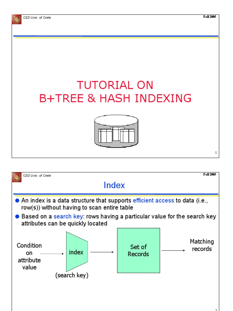 Tutorial On B+Tree & Hash Indexing: Index | PDF | Database Index | Data ...