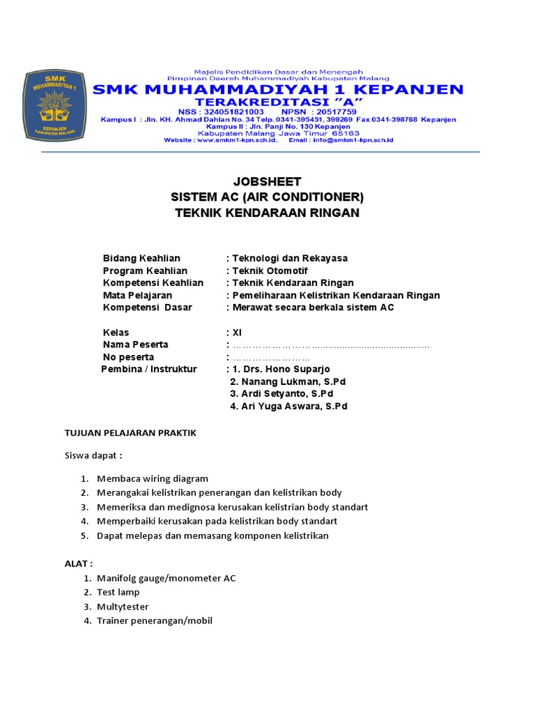 Job Sheet Ac | PDF