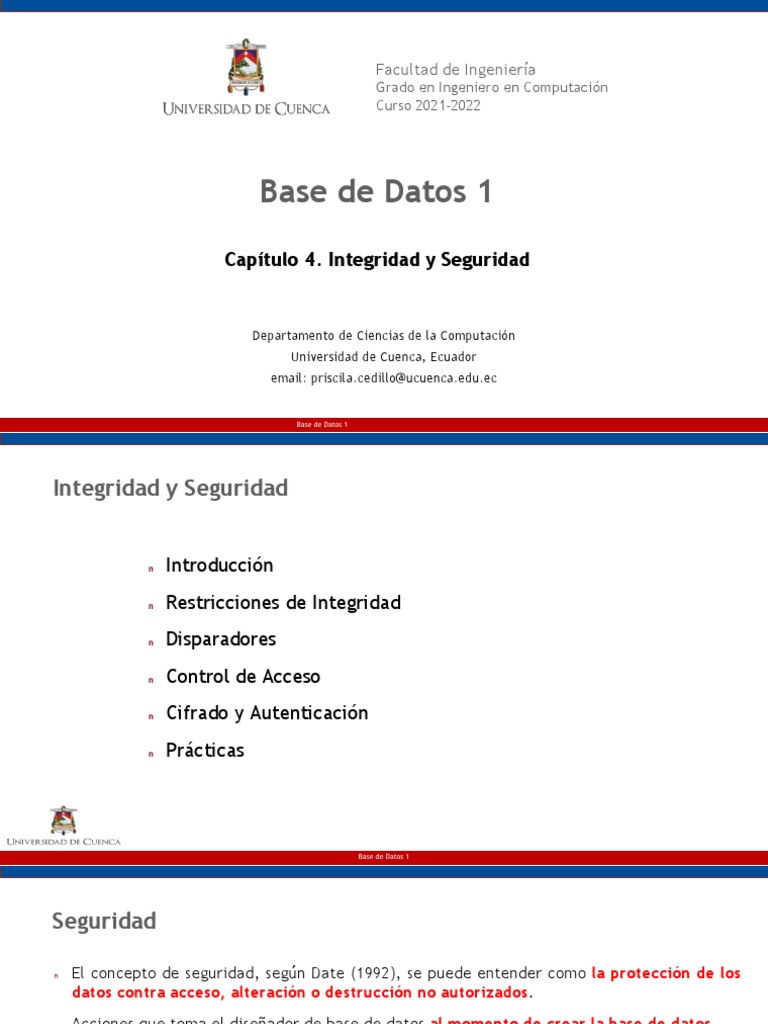 4 - Integridad y Seguridad | PDF | Bases de datos | SQL
