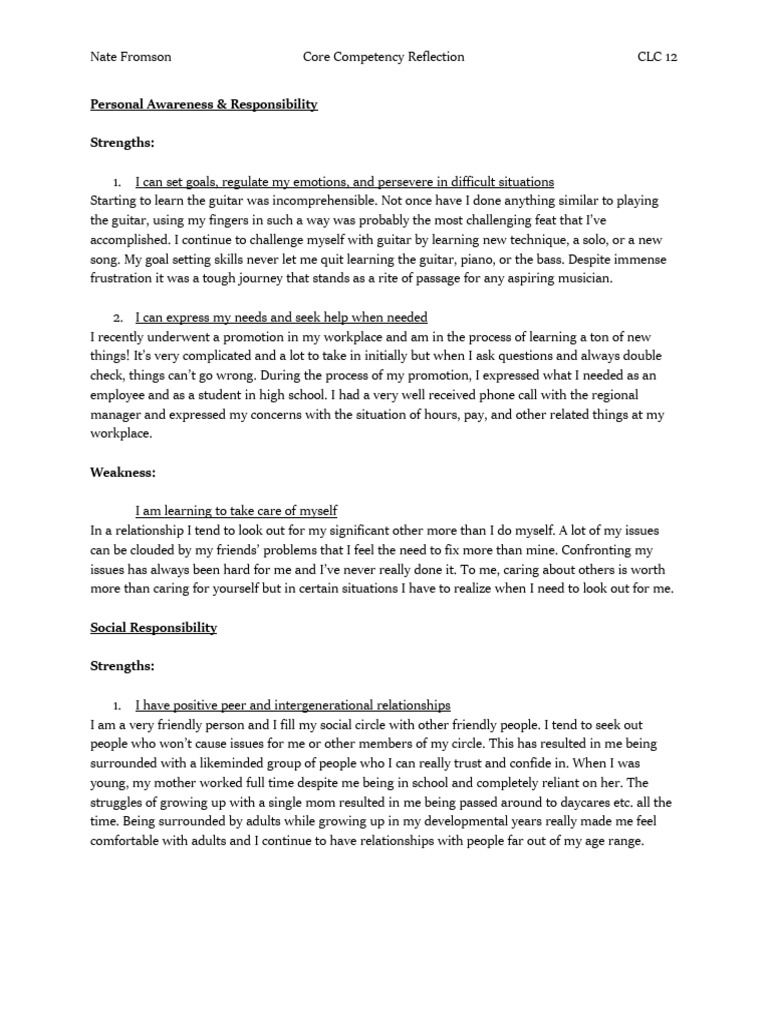 Core Competency Reflection | PDF | Thought | Consensus Decision Making