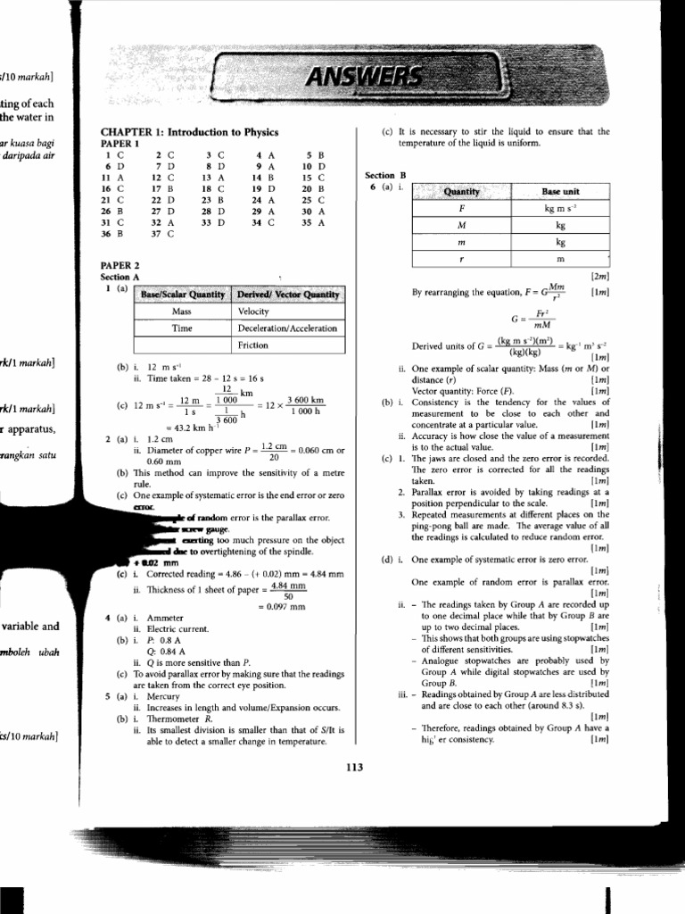 Physics F4 C2 Sasbadi Workbook-Answers | PDF | Observational Error ...