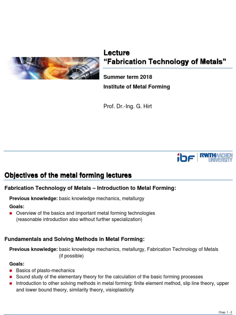 HIRT Introduction To MetalForming - Lecture Notes 2018 | PDF | Forging ...