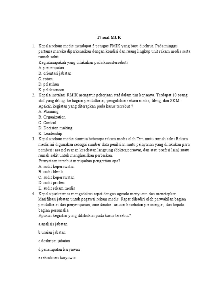 Soal Try Out Ukom MUK | PDF