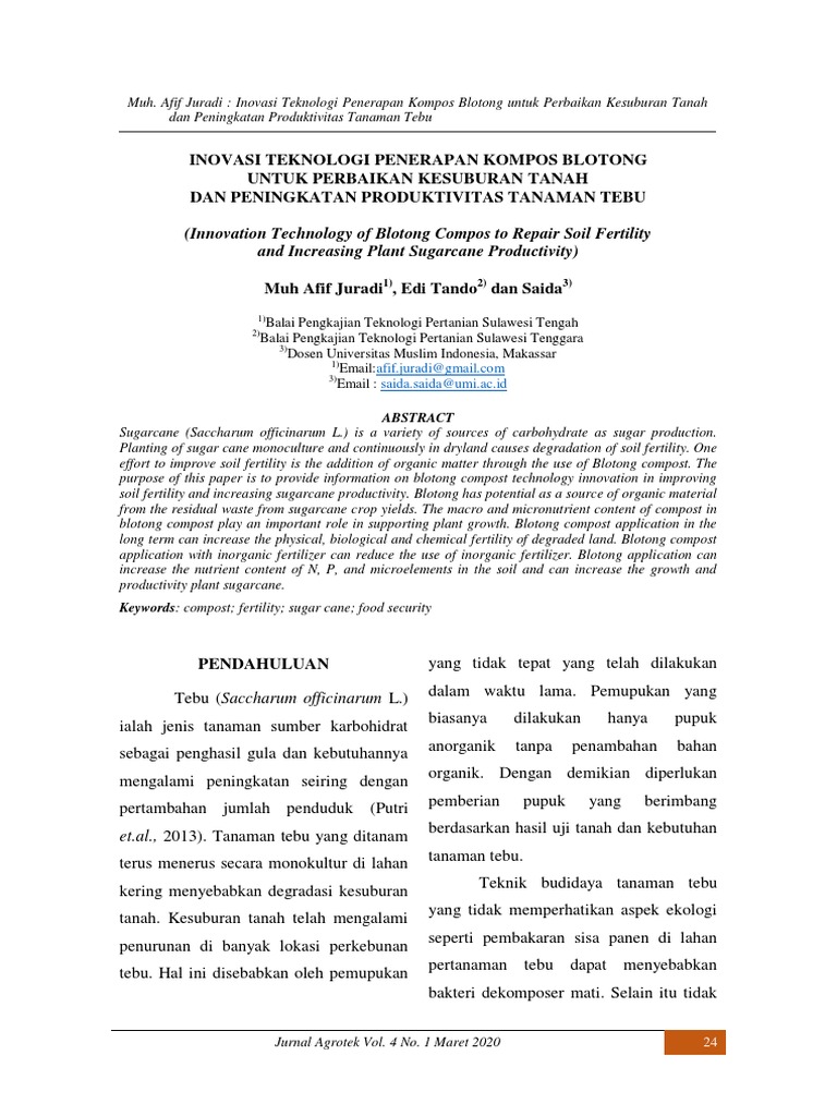 Kandungan Hara Blotong | Download Free PDF | Soil Fertility | Sugarcane