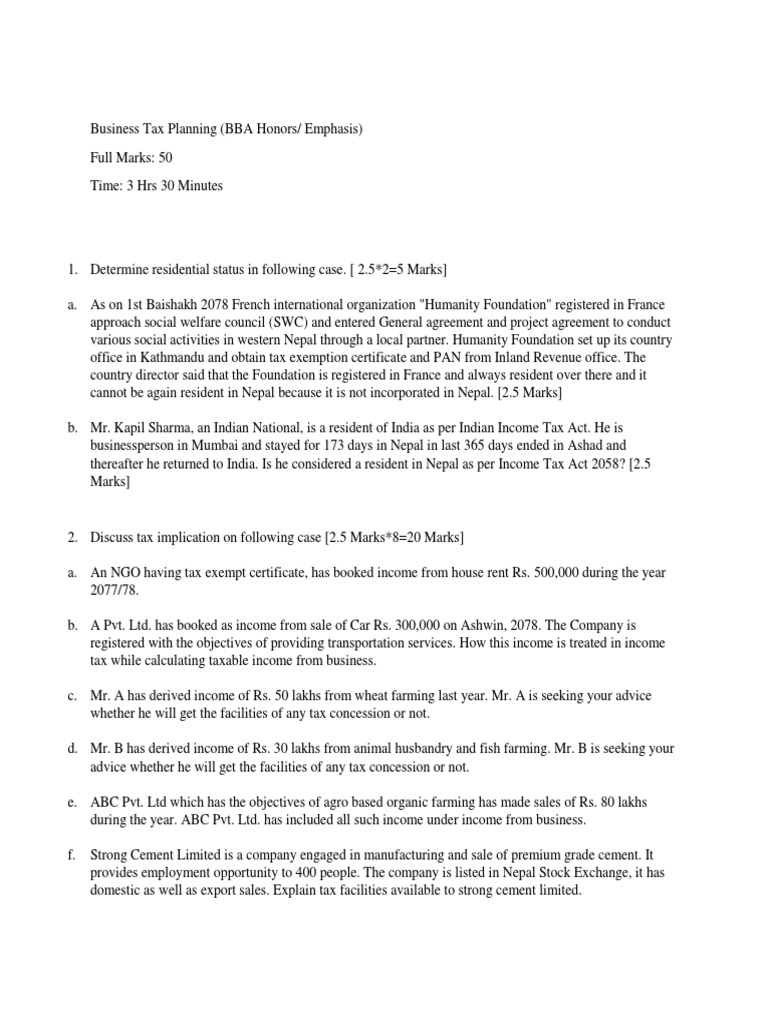 Mid Term - BBA 2022 | PDF | Depreciation | Taxes