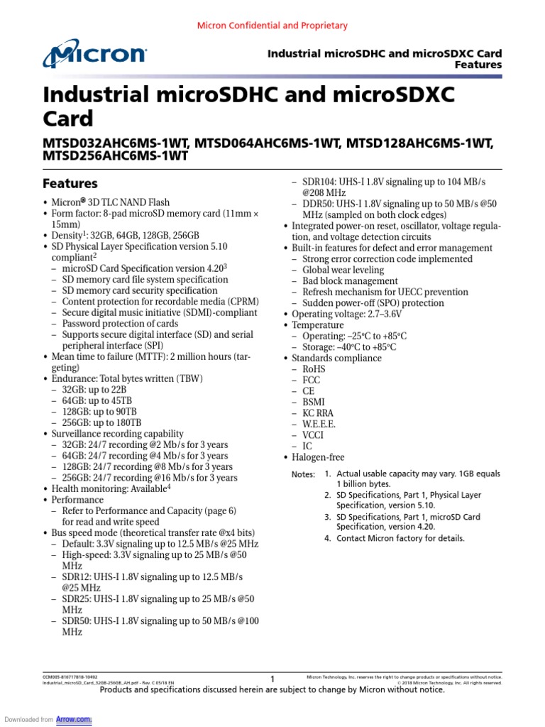 Industrial Microsd Card 32gb-256gb Ah | PDF | Flash Memory | Damages