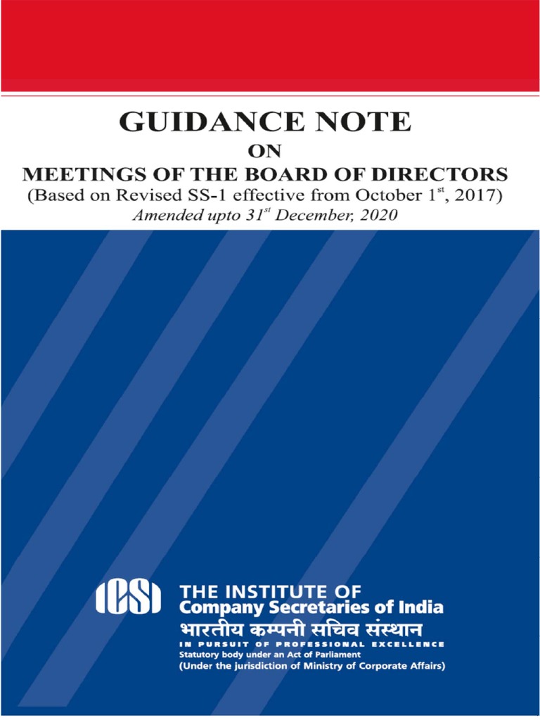Guidance Notes Meetings of BOD | PDF | Board Of Directors | Banks