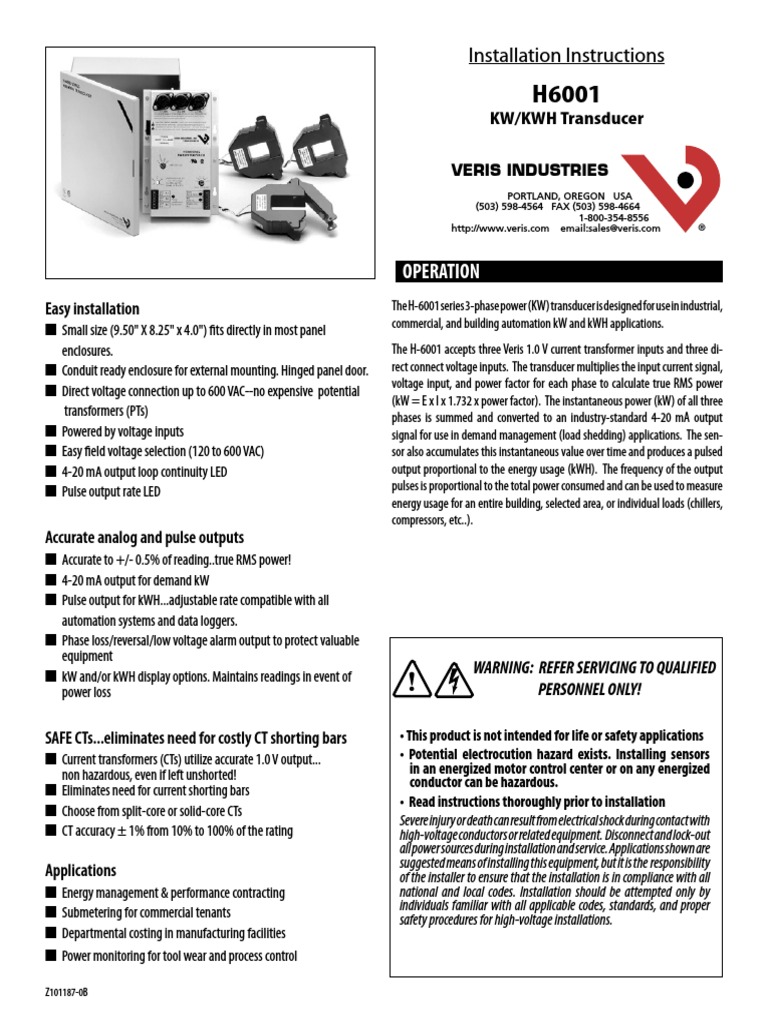 Operation: KW/KWH Transducer | PDF | Fuse (Electrical) | Mains Electricity