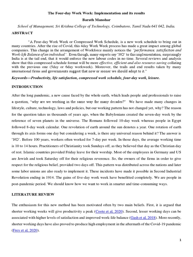 The Four-Day Work Week | PDF | Labour Economics | Employment
