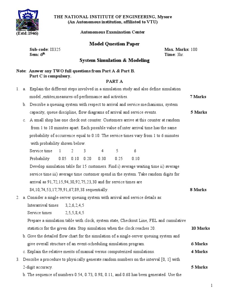 System Simulation & Modeling Exam Paper | PDF | Statistical Hypothesis ...