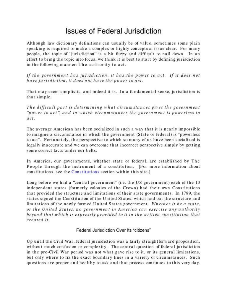 Federal Jurisdiction | PDF | U.S. State | Commerce Clause