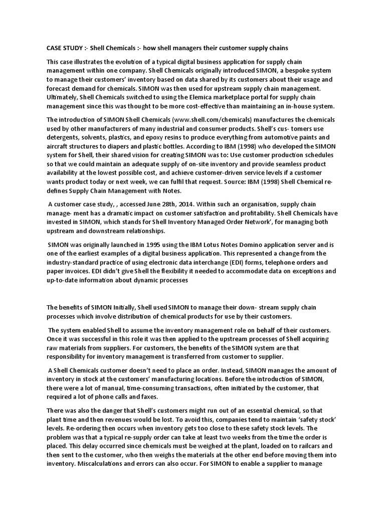 CASE STUDY - Shell | PDF | Inventory | Supply Chain