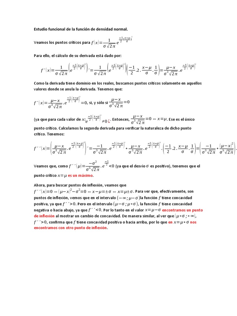 Estudio Funcional de La Función de Densidad Normal | PDF | Cálculo ...