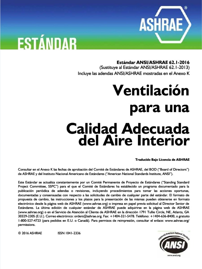 ASHRAE 62.1 2016 Esp | PDF