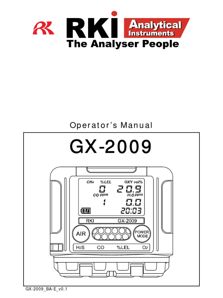 GX-2009 - Personal Multigas Detector. Operator's Manual (RKI, 2009) | PDF | Chemistry | Nature