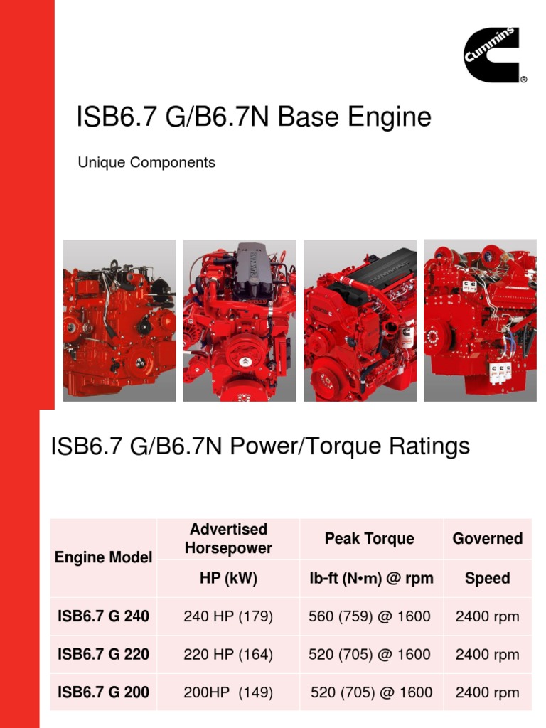 02 - ISB6.7G B6.7N Base Engine | PDF | Horsepower | Diesel Engine