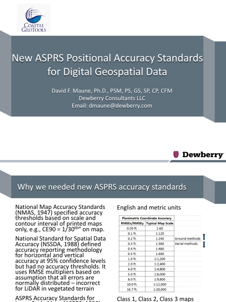 New ASPRS Positional Accuracy Standards For Digital Geospatial Data | PDF | Accuracy And ...