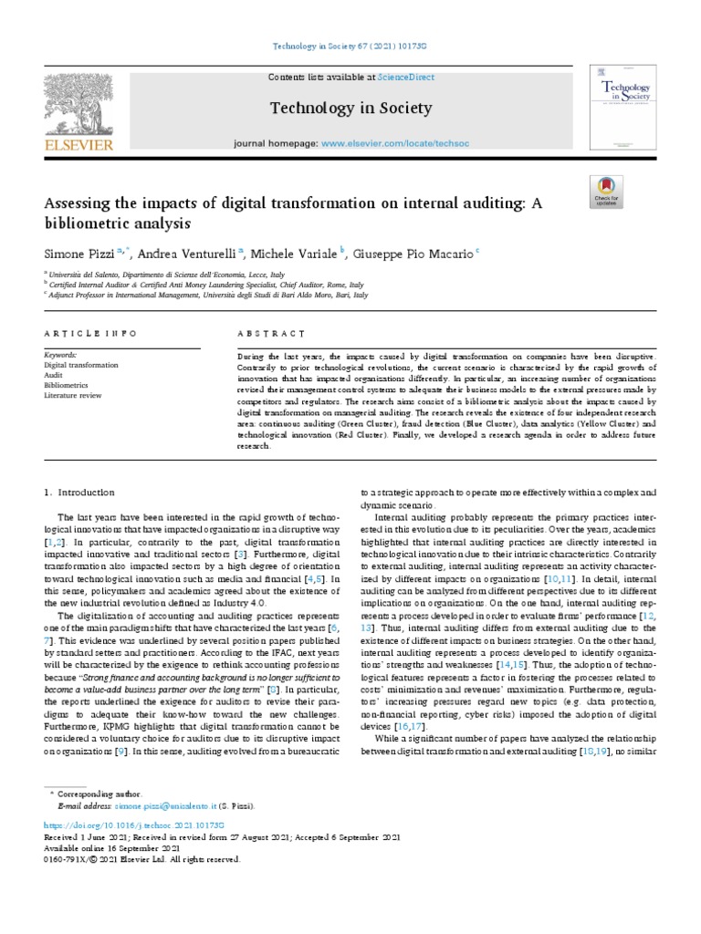 Assessing The Impacts of Digital Transformation | PDF | Internal Audit ...
