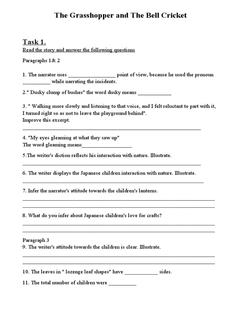The Grasshopper Task | PDF