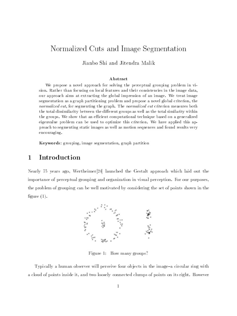 Normalized Cuts and Image Segmentation | PDF | Eigenvalues And Eigenvectors | Image Segmentation