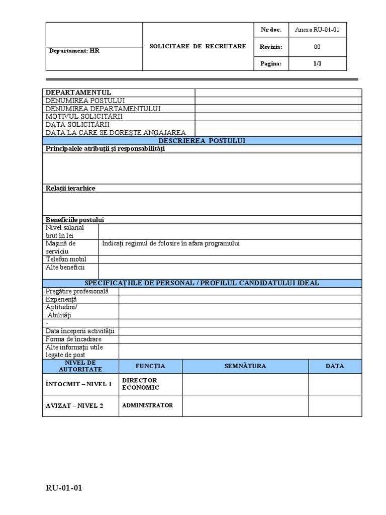 Formular Solicitare-De-Recrutare | PDF