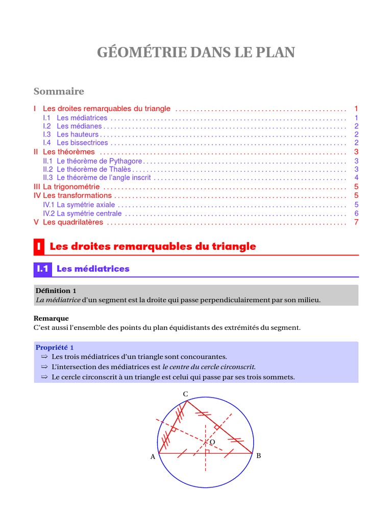 Géométrie du triangle et théorèmes clés | PDF | Triangle | Formes ...