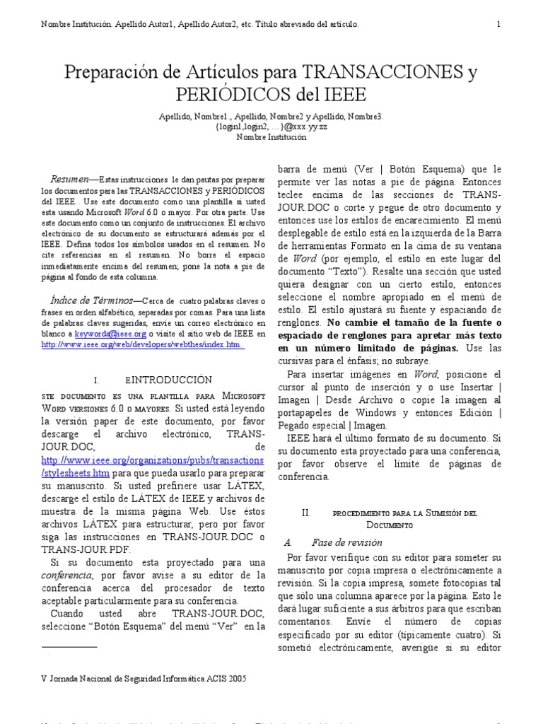 Formato Articulo IEEE | Comillas | Microsoft Word