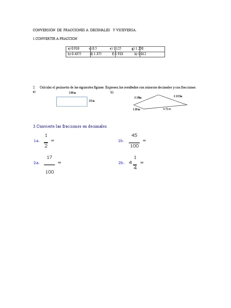 Conversión de Fracciones y Decimales | PDF | Matemáticas | Notación