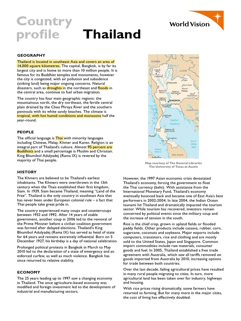 Thailand Country Profile | PDF | Thailand | Migrant Worker