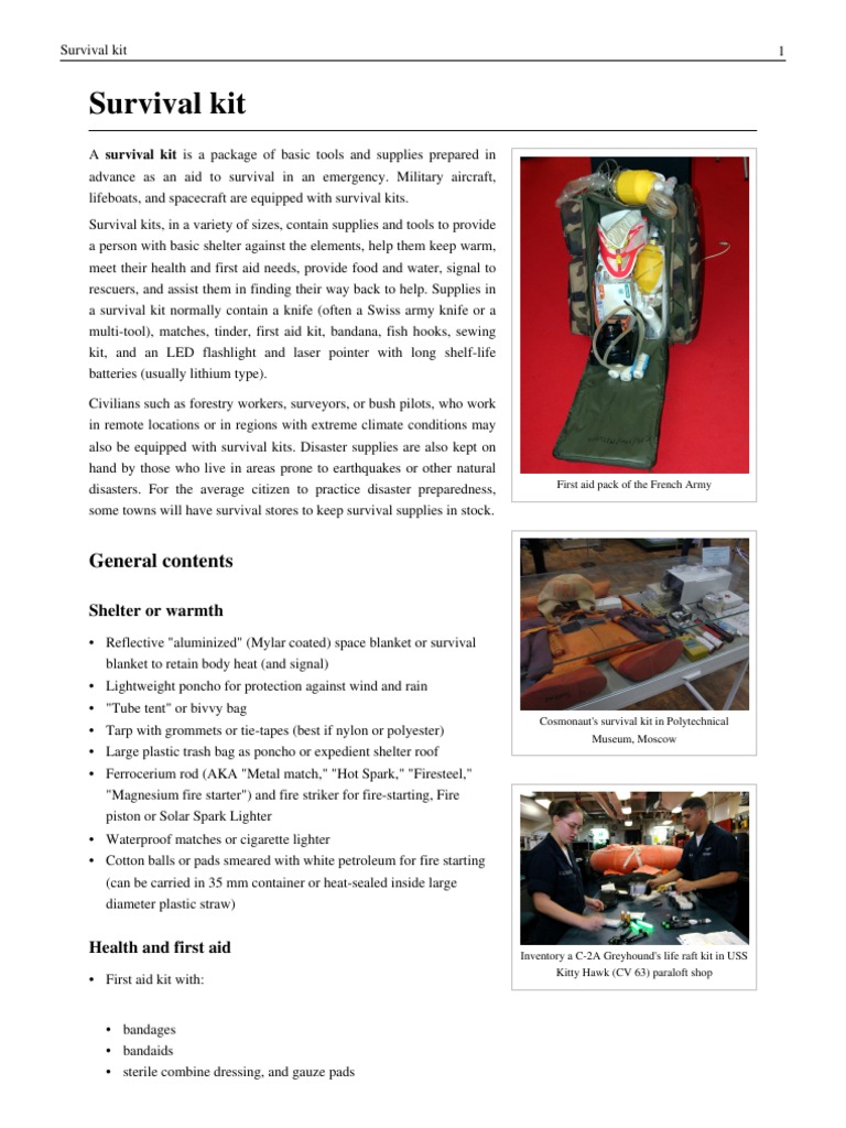 Essential survival kit contents | PDF | Manufactured Goods | Equipment
