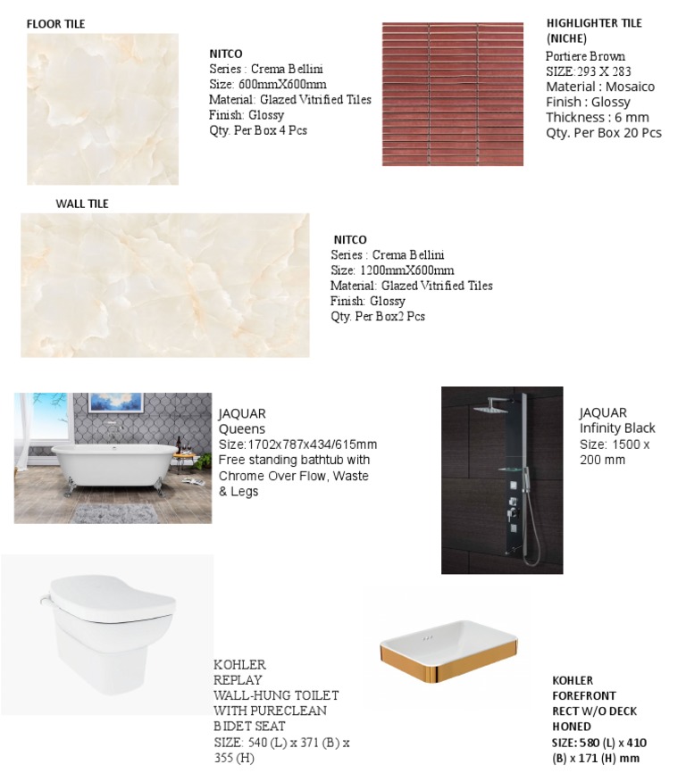 WD Washroom (Material Board) | PDF