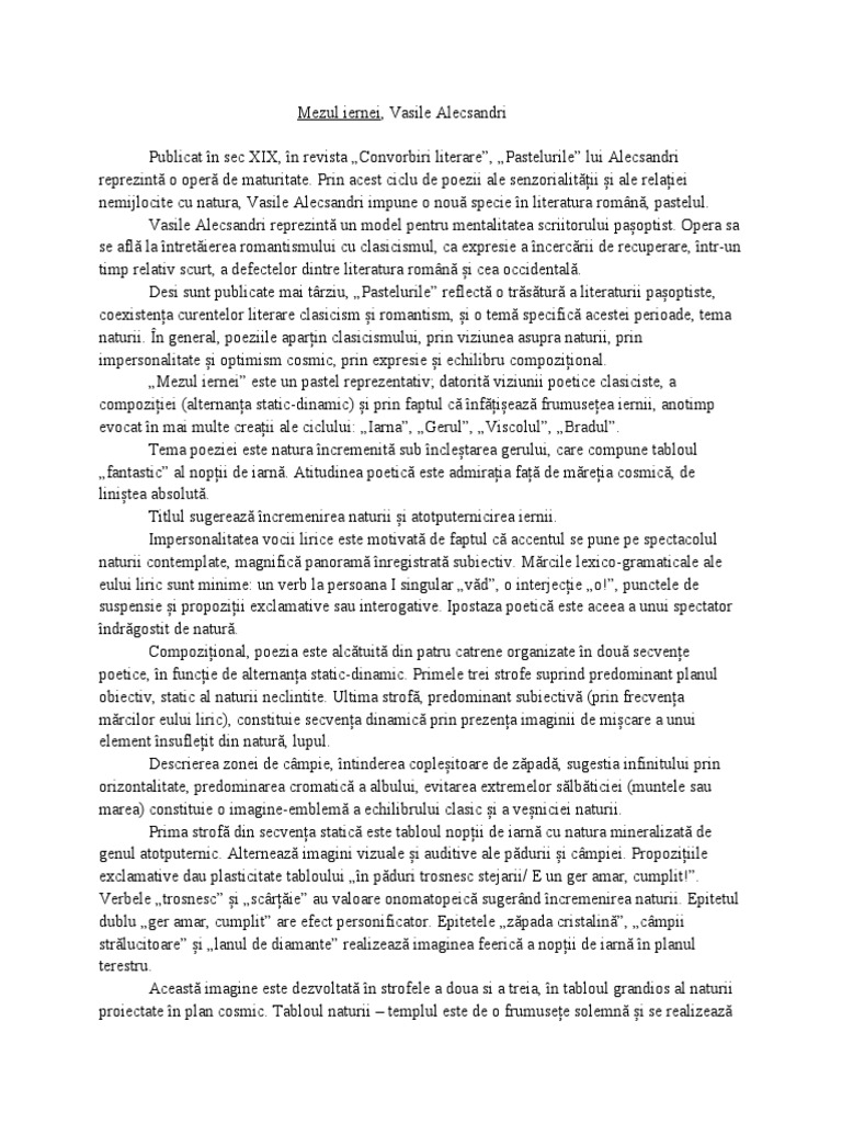 1.mezul Iernei, Vasile Alecsandri | PDF