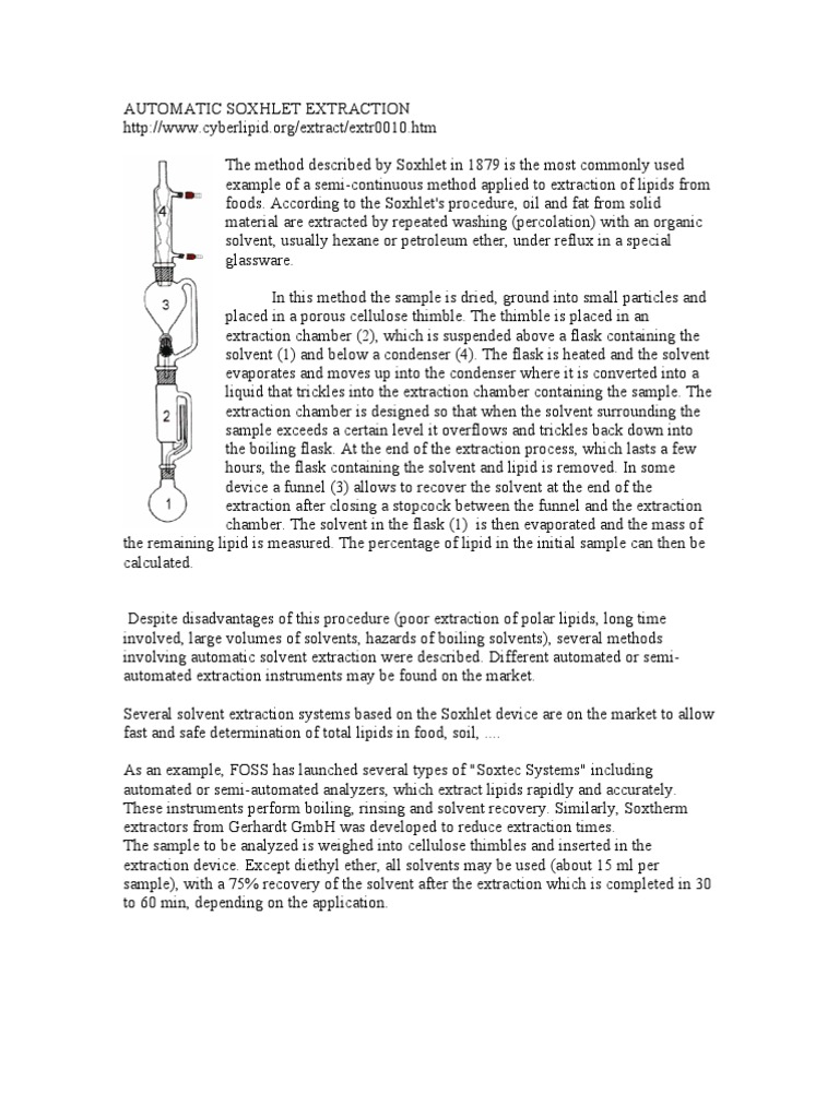 Automated Soxhlet Extraction Methods | PDF | Solvent | Chemistry