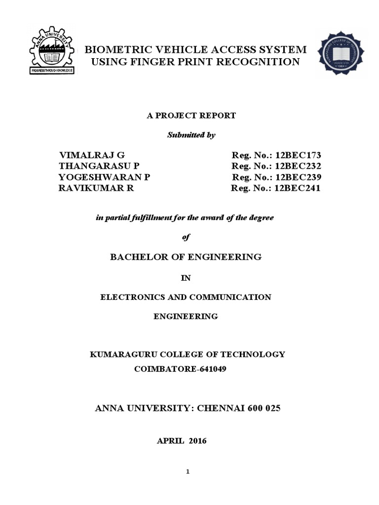 Biometric Vehicle Access System | PDF | Rectifier | Relay