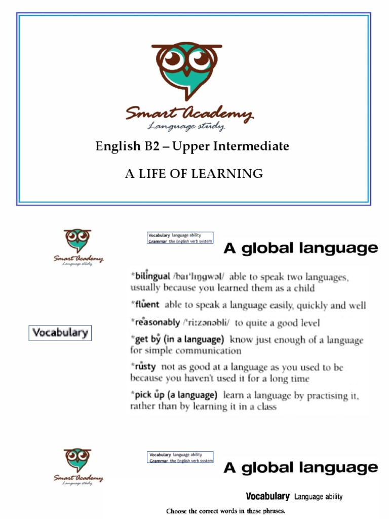 Upper Intermediate - Unit 1 - A Life of Learning | PDF | Linguistic ...