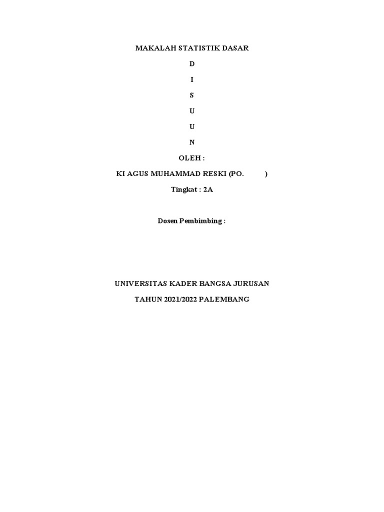 Pengantar Statistik Dasar dan Metode | PDF