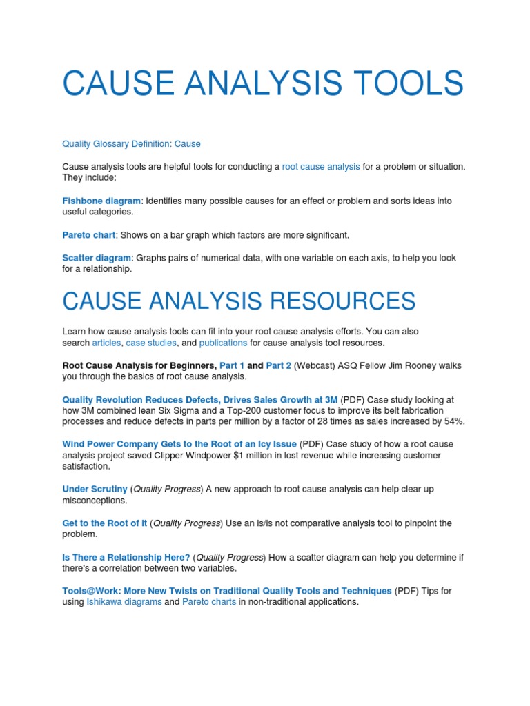 Asq Cause Analysis Tools | PDF