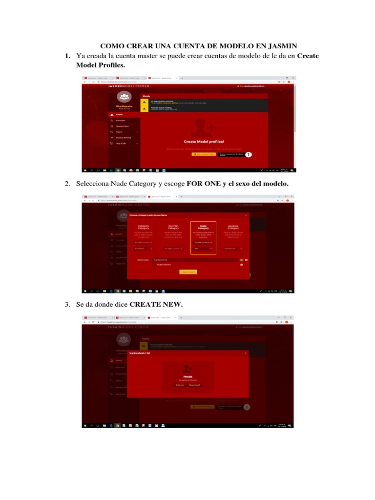 Como Crear Cuenta Live Jasmin | PDF