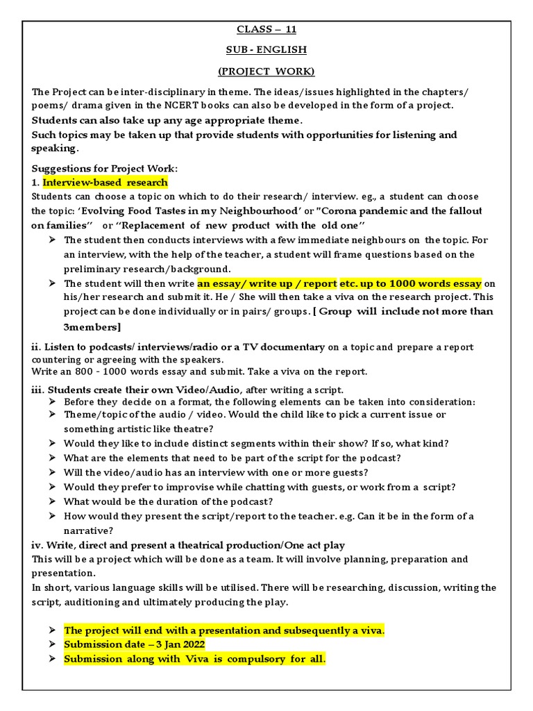 Class 11 Project Work Pdf Essays Communication 5456