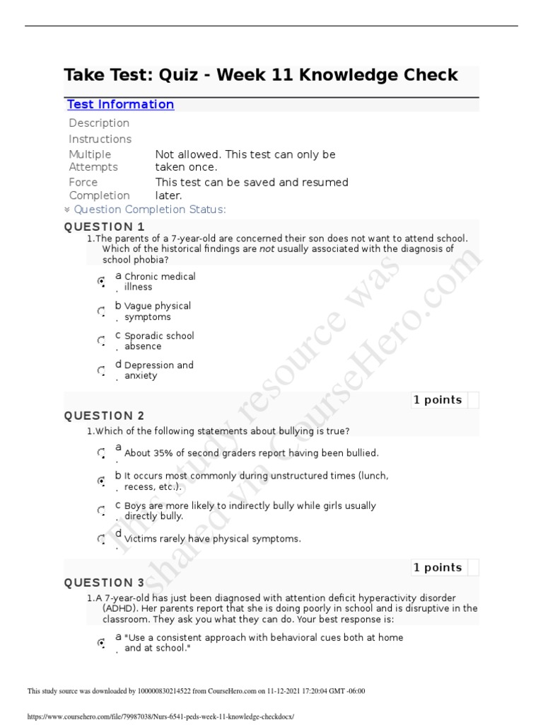 This Study Resource Was: Take Test: Quiz - Week 11 Knowledge Check ...