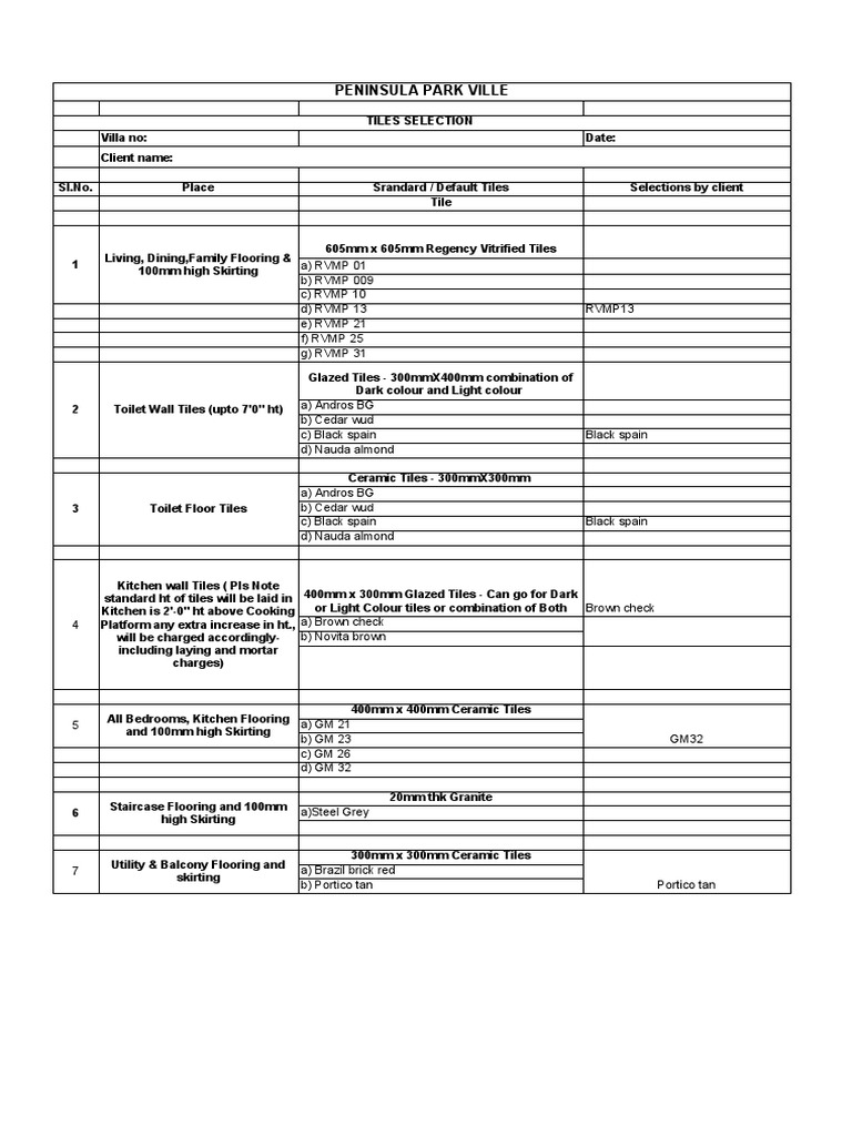 Tiles Selection Sheet.5 | PDF | Tile | Decorative Arts