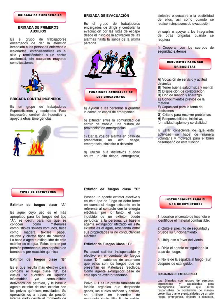 Folleto para La Brigada de Emergencias | PDF | Agua | Materiales