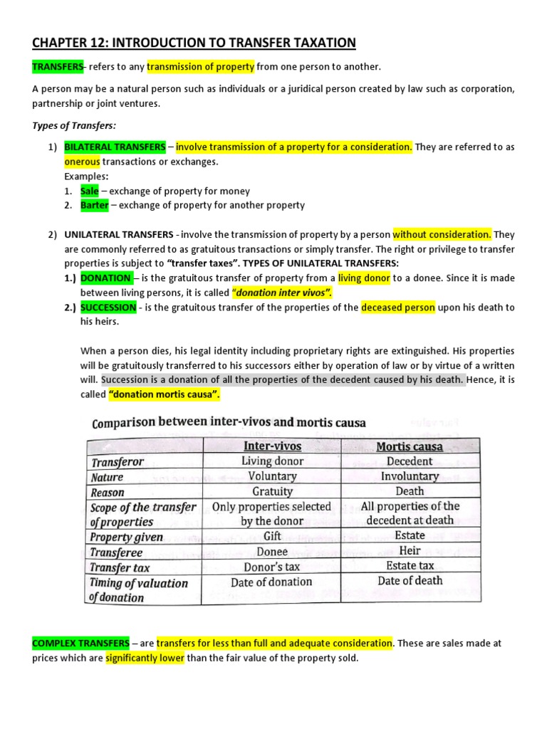 Chapter 12 Transfer Taxation | Download Free PDF | Taxes | Intangible Asset
