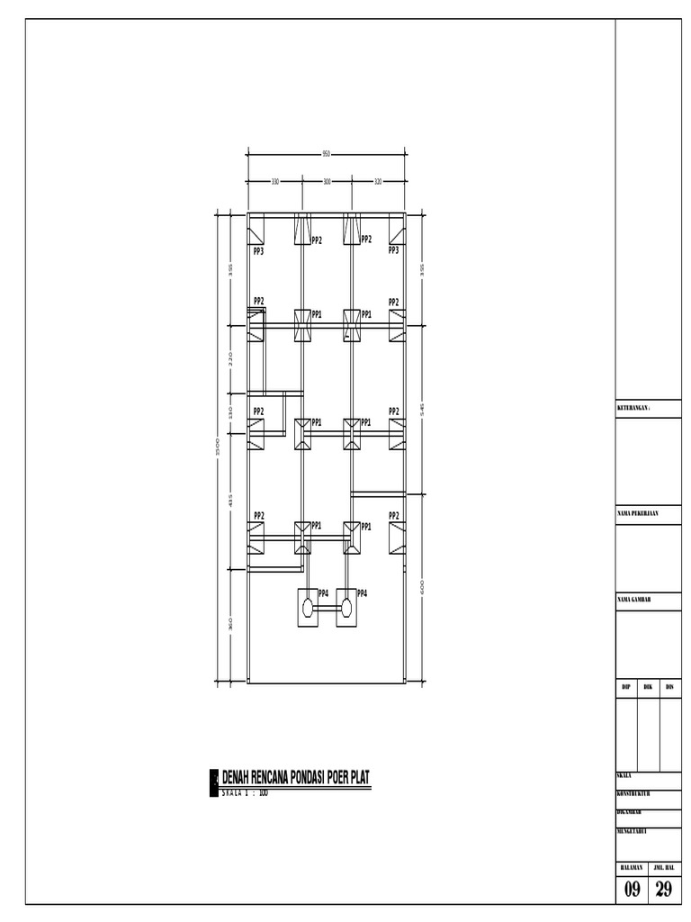 Denah Rencana Pondasi Poer Plat: PP3 PP3 PP2 PP2 | PDF
