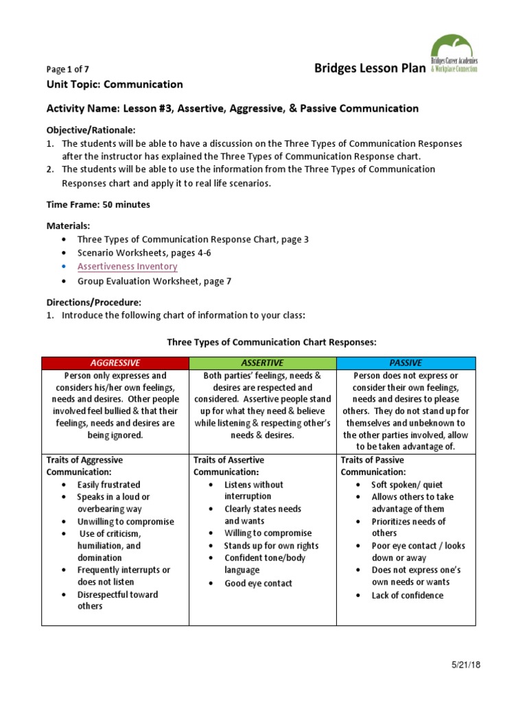 Bridges Communication Lesson LP 3 | PDF | Communication | Cognitive Science