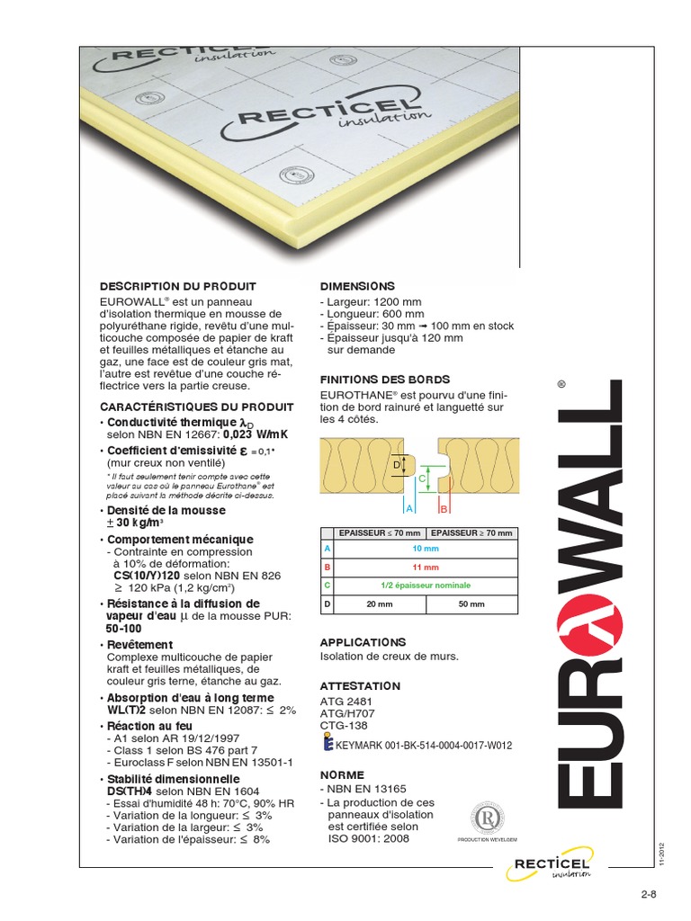 Isolation Toit Incline Panneau Rigide Polyurethane Pur Recticel ...