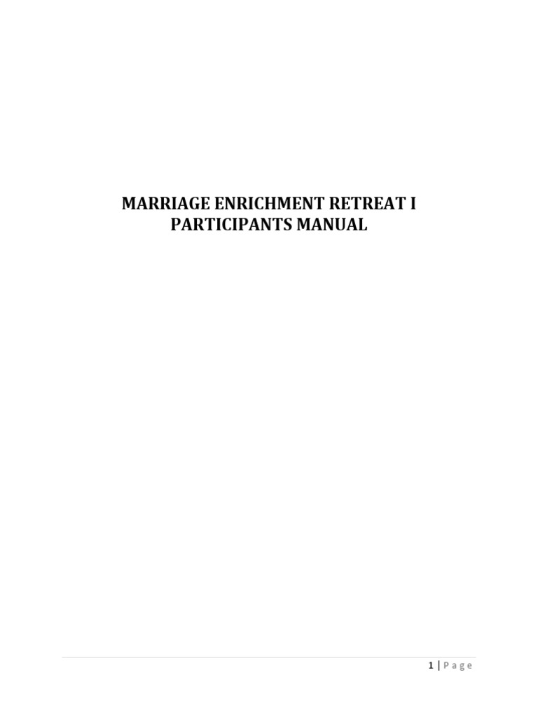 Marriage Enrichment Retreat 1 - Participants Manual | PDF | Prayer ...