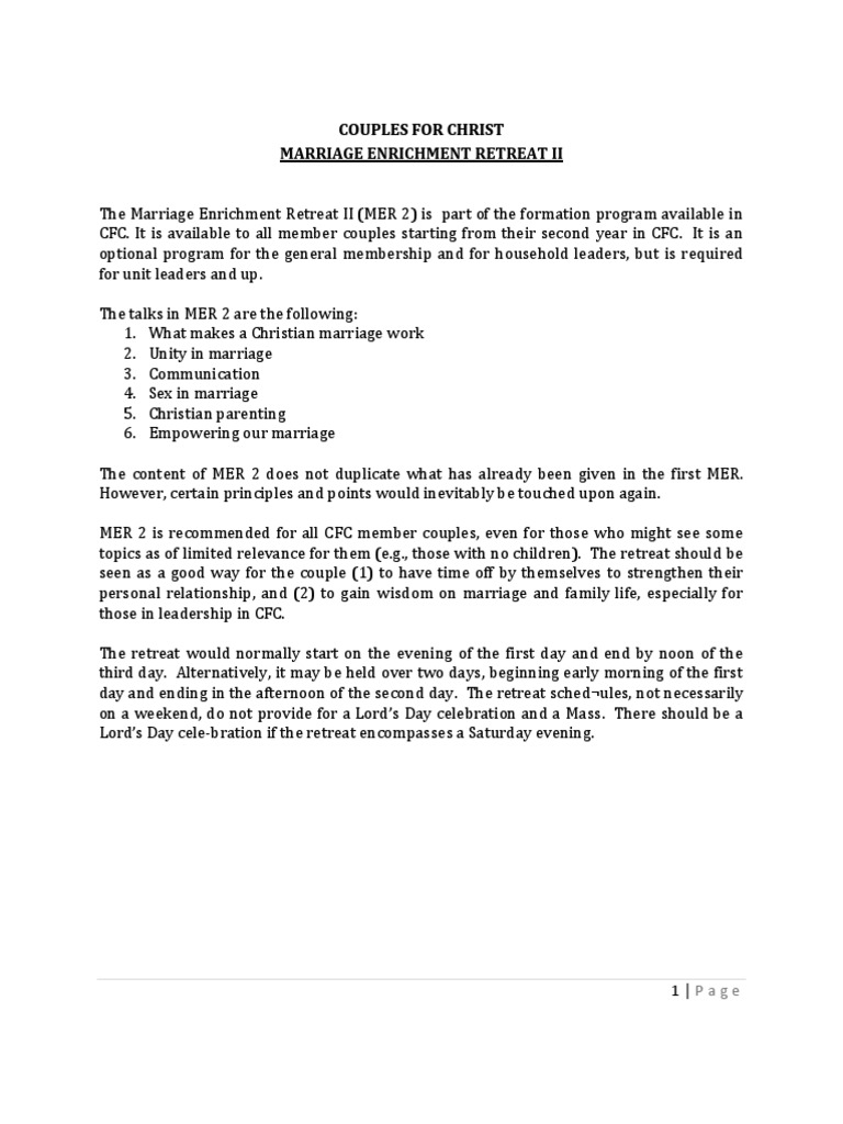 Marriage Enrichment Retreat 2 | PDF | Forgiveness | Marriage