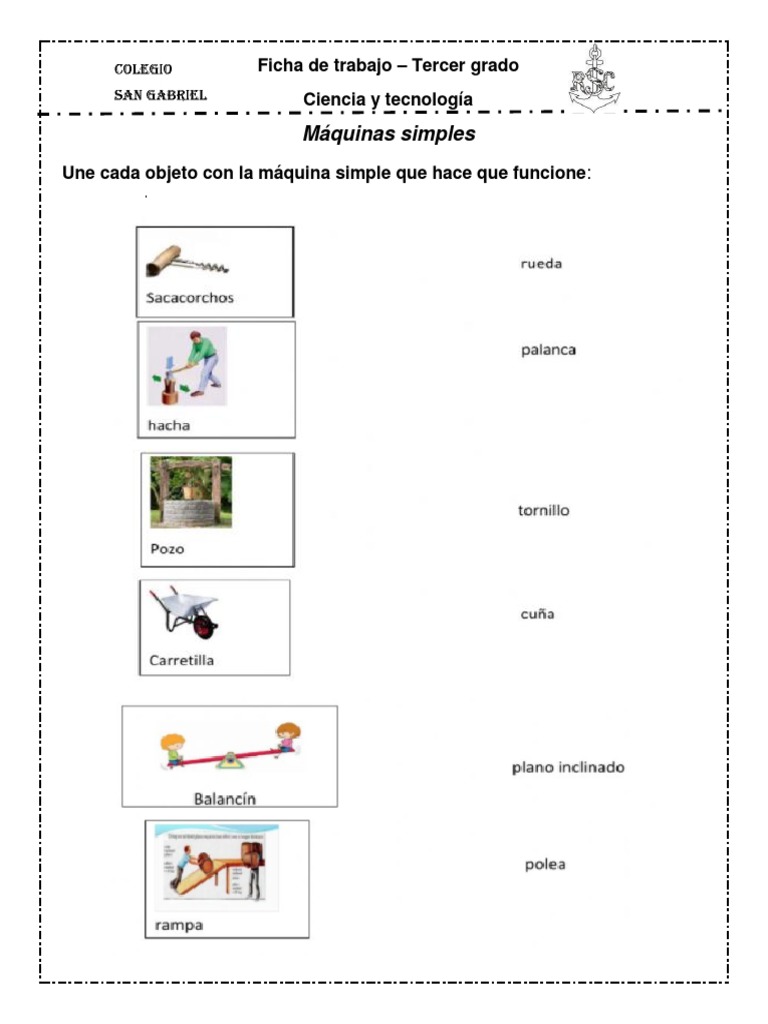 Ficha de Trabajo de Las Maquinas Simples | PDF